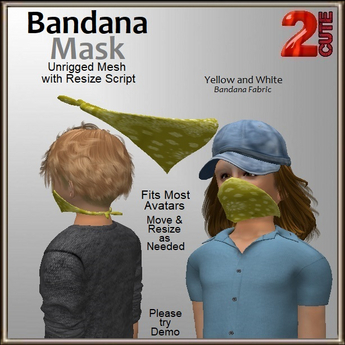 Second Life Marketplace - Bandana Mask [2cute] Yellow-White